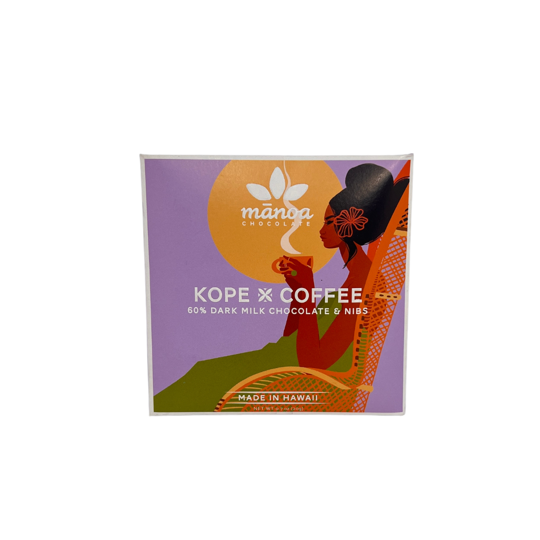 Manoa Chocolate Kope Coffee 60% Dark Milk Chocolate & Nibs Mini Bar ...